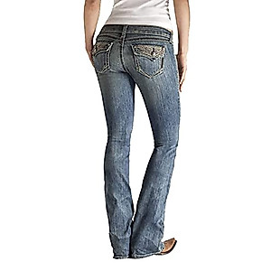 American Flag Eagle Pattern Mid Rise Bootcut Jeans for Women,07-Blue,Medium