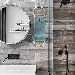 Sieral 2 Pieces Boho Towel Rack Rustic Handmade Wood Ring Wooden Hand Stand Wall Mounted Farmhouse Holder Decorative Decor for Bathroom Kitchen Wall, about 19 cm/ 7.48 inches