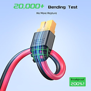 Bateria Power 10FT Solar Connector to XT60 Adapter Extension Cable, 12AWG Solar Panel to XT60 Charge Extension Cable for RV Foldable Solar Panel, Portable Power Station, Solar Generator (1PCS)