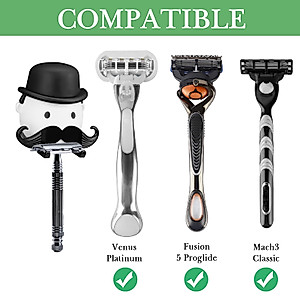 Linkidea Razor Holder Suction Cup Hooks, Creative Shower Razor Hooks Hanger for Bathroom, Compatible with Venus Platinum, Fusion 5 Proshield & Proglide, Mach 3 Classic (White)