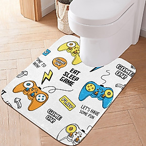 DOMIKING Joysticks Game Bathroom Rugs Absorbent Non-Slip U Shaped Toilet Rugs Mat Runner for Under The Sink Rain Showers 20x24in