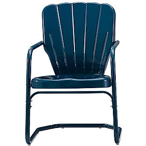 Crosley Furniture Ridgeland 2-Piece Outdoor Chair Set, Retro Metal Patio Chairs for Dining, Porch, Deck, Navy