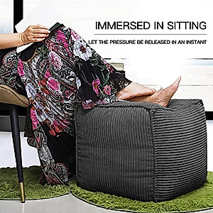 Louis Donné Unstuffed Square Pouf Ottoman Cover, Supersoft Corduroy Storage Pouf Cover for Living Room Bedroom Stool Footrest