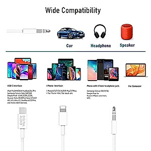 3in1 Car AUX Cable, 3.5mm HiFi Headset Audio Cord Car Stereo Aux Cable Compatible with All Kinds of Phone, Pad, Tablet, PC, Laptop, MP3 to Work with Car Stereo, Headset, Speaker, Length 3.93Ft
