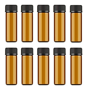 Elfenstall 10PCS 5ML 1/6oz Amber Glass Bottle with Orifice Reducer and Screw Cap For Essential Oil Perfume Liquid DIY Sample Vials 1pc Clean Cloth + free 3ml Dropper