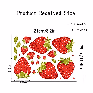 SAOMOUR 92 Pieces Strawberry Decor Strawberry Stickers Strawberry Wall Decals for Girls Boys Baby Bedroom Nursery Wall Decor