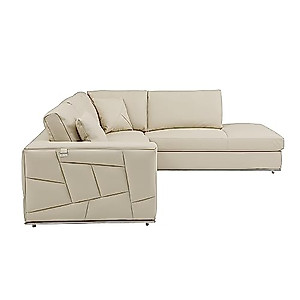 Blackjack Furniture Surton Top Grain Italian Leather Sectional Sofa for Living Room and Home Office, Modern Luxury L-Shaped Couch, 117" W, Right Arm Facing, Beige