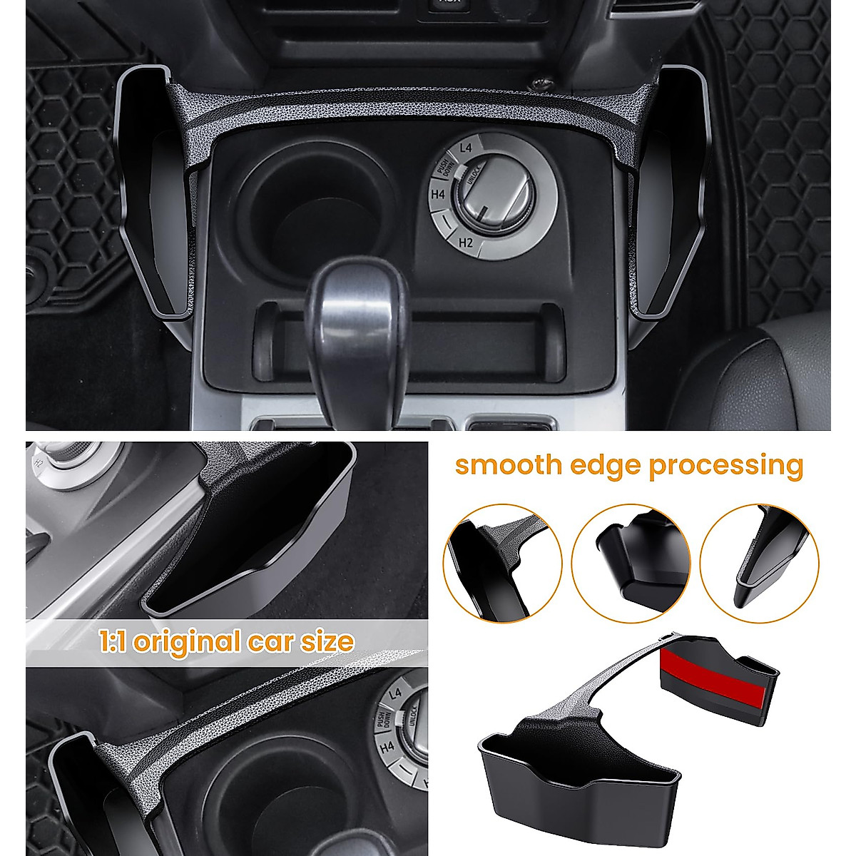 Center Console Organizer Compatible with Toyota 4Runner 2024 2023 2022 2021 2020 2010-2019, Car Interior Accessories, Shifter Storage Box, Gear Shift Console Side Tray, Coin Change Holder, Black