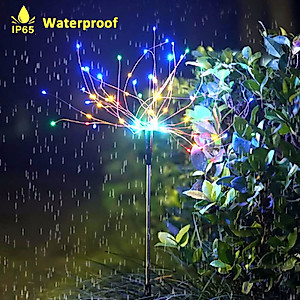 2 Pack Solar Firework Lights, Solar Garden Lights Outdoor 120 Led, Waterproof Solar Garden Fireworks Lamp, Solar Outdoor Decorative Stake for Landscape Light Patio Patio Party Christmas
