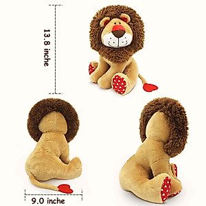 WEIGEDU Love Lion Stuffed Animal, King Lion Plush Toy with Mane Heart Shape Tail for Kids Baby Lover Birthday Valentines Day Christmas Bedtime Gift, 13.8“