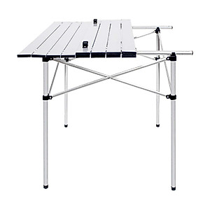 Deanurs Folding Tables Camping Roll Up Aluminum Portable Square Table for Outdoor Hiking Picnic,28" x 28" w/Carry Bag,Silver