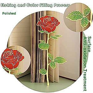 Metal Red Rose Bookmarks Valentines Day Teacher Gifts for Women Girlfriend Graduation Mothers Day Rose Gifts Cute Bookmark Teacher Appreciation Birthday Gifts Book Marker for Book Lovers