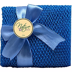 Nature by EJN - Net Bath Sponge, Customized N1 Weave, Long, NKN Naturals, Skin Exfoliation, African, Porous, Stretches to Approximately 49" (Sea Blue)