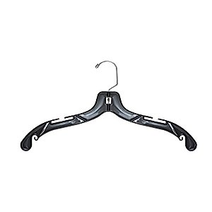 NAHANCO 2507 Plastic Shirt/Dress Hanger with Chrome Swivel Hook, Medium Weight, 17", Black (Pack of 100)