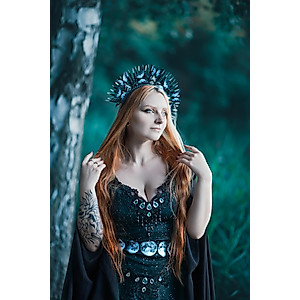 COSUCOS Halo Crown Headpiece Goddess - Black Spiked Zip Tie Headwear Gothic Crowns Queen Festival Headband for Women Wedding Photoshoot Cosplay Butterfly Accessories Pageant Costume