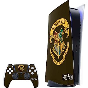 Skinit Decal Gaming Skin Compatible with PS5 Bundle - Officially Licensed Wizarding World Harry Potter Hogwarts Houses Crest Design