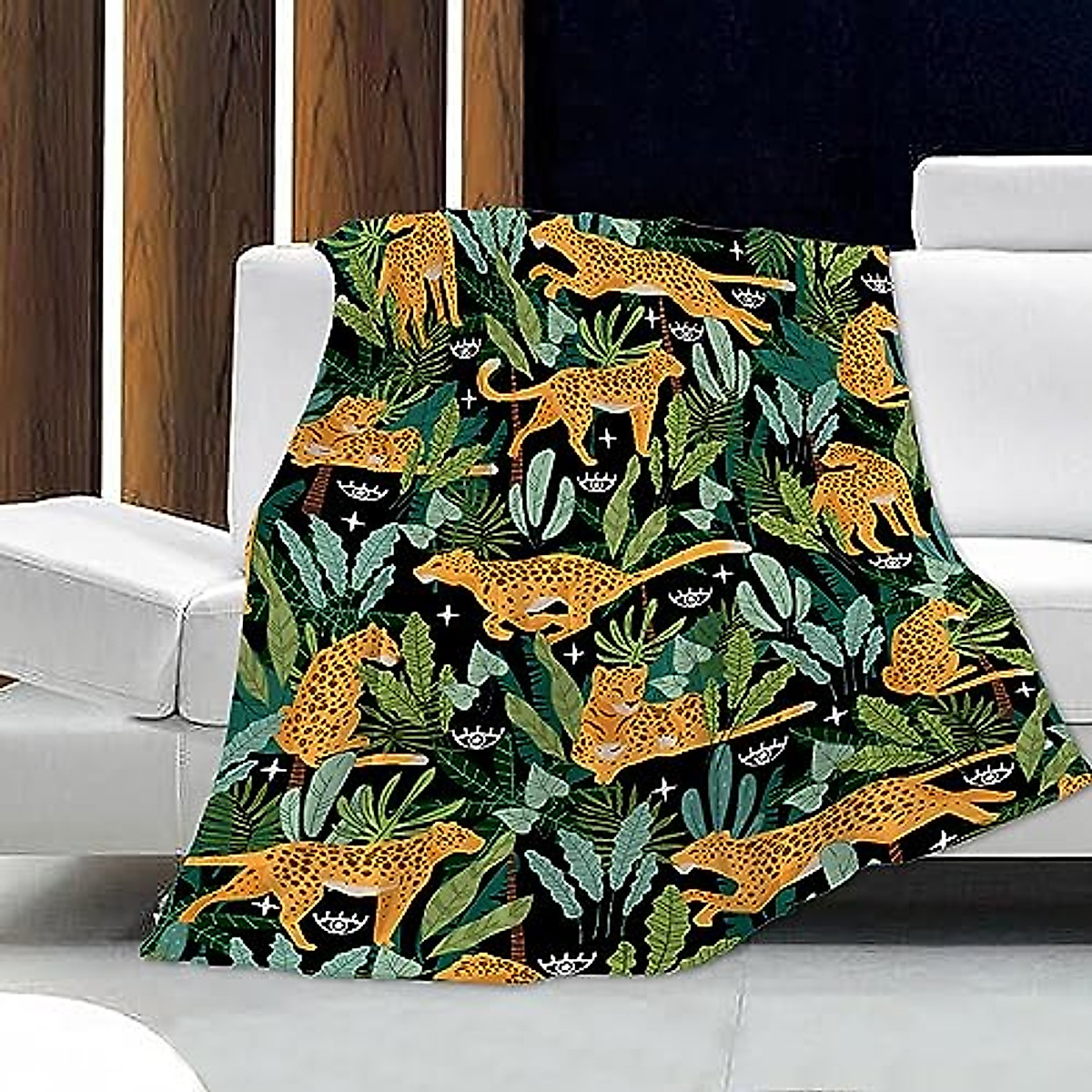 Jungle Leopards Blanket Throw Blankets Gift for Women Men Soft Flannel Cozy Comfy Funny Vegetable for Couch Sofa Bed Office Camping (40"X30") XSmall Size for Toddler