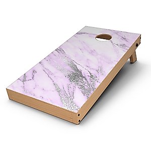 Design Skinz Marble Skin Set for Cornhole (Skin Only) - Purple Marble & Digital Silver Foil V10