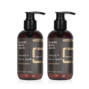 Every Man Jack Men’s Beard Wash + Beard Lotion Set - Cleanses, Conditions, and Styles All Beard Types with Clean Ingredients and a Sandalwood Scent - Beard Wash Twin Pack + Beard Lotion Twin Pack