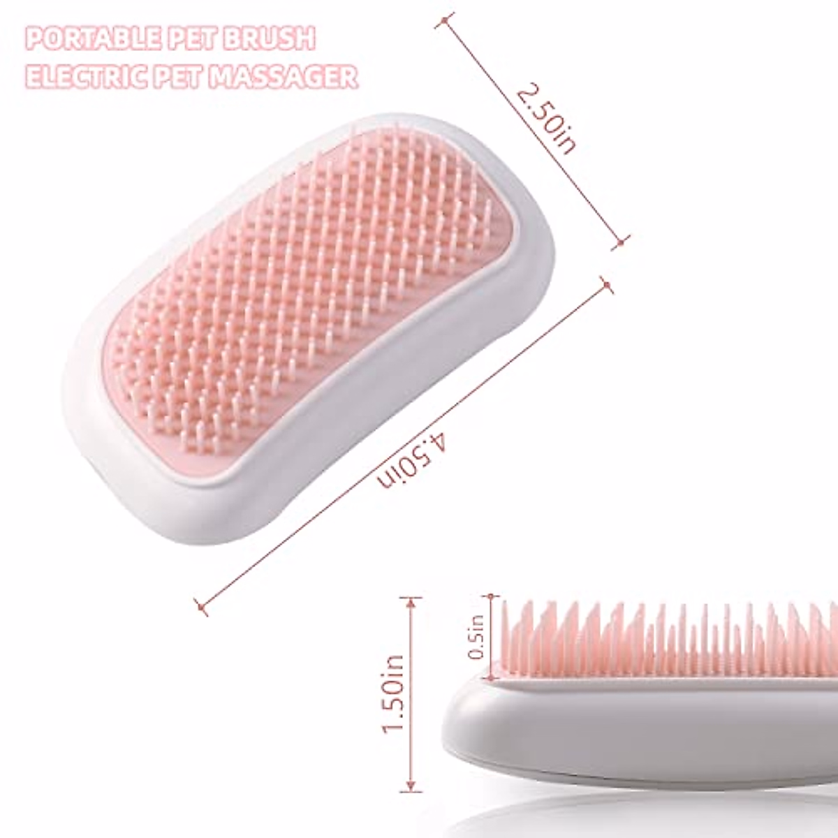 Fuigarry 2 Packs Electric Massage Cat Brushes, Hand-Held Portable Vibration Pet Brushes, Remove Loose Hair of Cats and Dogs and Sort out Tangles, Suitable for Pet Massage and Cat & Dog Play Toys. (Pink)