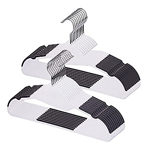 DAMAHOME 50PK Coat Hangers Non Slip - Space Saving Plastic Clothes Hangers, Slim Pant Hangers, U-Slide, Heavy Duty, 360°Swivel Hook, White