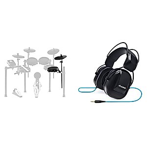 Alesis Drums Nitro Mesh Expansion Pack & DRP100 - Audio-Isolation Electronic Drums Headphones for Monitoring, Practice or Stage Use with 1/4" Adapter and Protective Bag