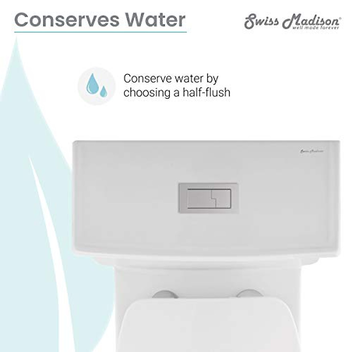 Swiss Madison Well Made Forever SM-1T113 Voltaire One Piece Elongated Toilet Dual Flush 0.8/1.28 GPF, White