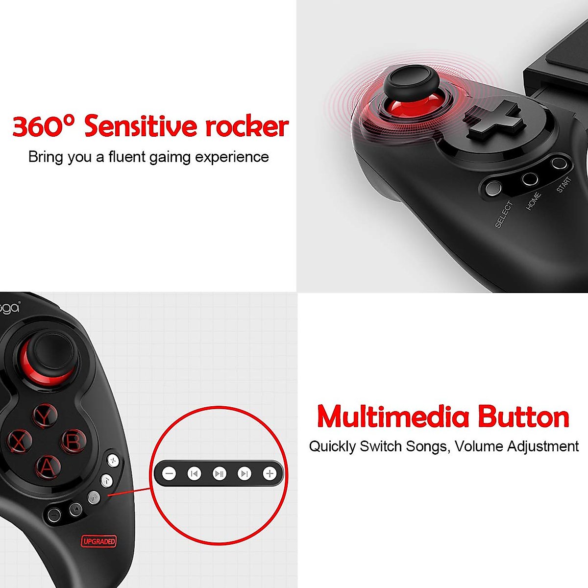 Megadream Wireless Android Game Controller for PUBG Fotnite, Key Mapping Gamepad Joystick for Samsung, HTC, LG, Google Pixel and More, Support 10 inch Tablet