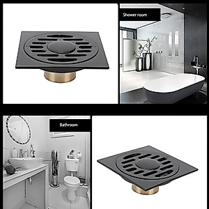 Black Floor Drain Concealed, Bathroom Sink & Bathtub Accessories Drain Strainers Shower Drain Set Square Drain Strainer Part with Removable Cover for Bathroom Kitchen 10x10x0.3cm