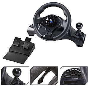 Superdrive - GS750 racing steering wheel with pedals, paddles, shifter and vibration for Xbox Serie X/S, PS4, Xbox One, PS3, PC (programmable for all games)