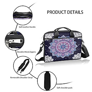 Floral Ethnic Mandala Laptop Computer Bag Waterproof Shoulder Messenger Bag 13-15 inch Durable Laptop Tote Bag with Shoulder Strap Handle Lightweight Crossbody Briefcase
