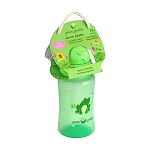 green sprouts Straw Bottle | Silicone straw promotes healthy oral development | Flip-cap locks to prevent spills, 2 straw drinking options: traditional & tilted, Dishwasher safe