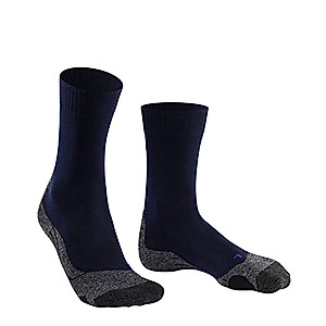 FALKE Men's TK2 Explore Cool Hiking Socks, Mid Calf, Medium Padding, Athletic, Breathable Quick Dry, Cooling, Lyocell, Blue (Marine 6120), 9-10, 1 Pair