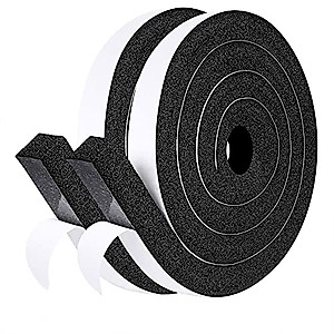 fowong Open Cell Foam Seal Tape 2 Rolls, 1" W X 1" T X 13' L, Air Conditioner Seal Low Density Door Insulation Strip High Resilience Flame Resistance, 2 X 6.5 Ft