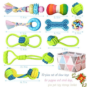BENSEAO Puppy Chew Toys - Teething Ring & Rope Toy for Small Dogs, Interactive Dog Balls, Storage Basket (B)