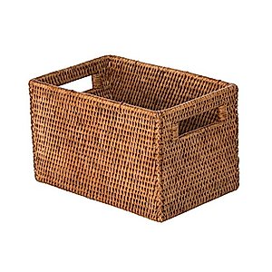 KOUBOO La Jolla Rattan Shelf Handles, Small, Honey-Brown Storage Basket,