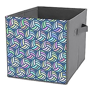 Volleyballs Colored Art Collapsible Storage Bins Cubes Organizer Trendy Fabric Storage Boxes Inserts Cube Drawers 11 Inch