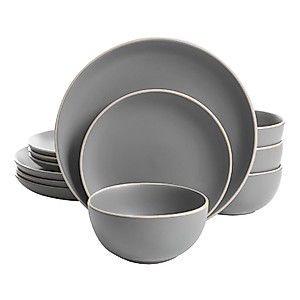 IULJH Matte 12-Piece Dinnerware Set Dinner Set Plates and Dishes Family Cutlery Salad Plates and Bowls