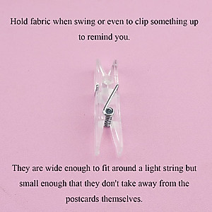 HAHIYO 1.38in Plastic Mini Transparent Clothespins Good Clarity Clips Strong Sturdy Firm Hold Clamp Tight Easy Use No Pin Hole on Fabric for Hanging Photos Postcards Memos Baby Shower Paper Line 50PCS