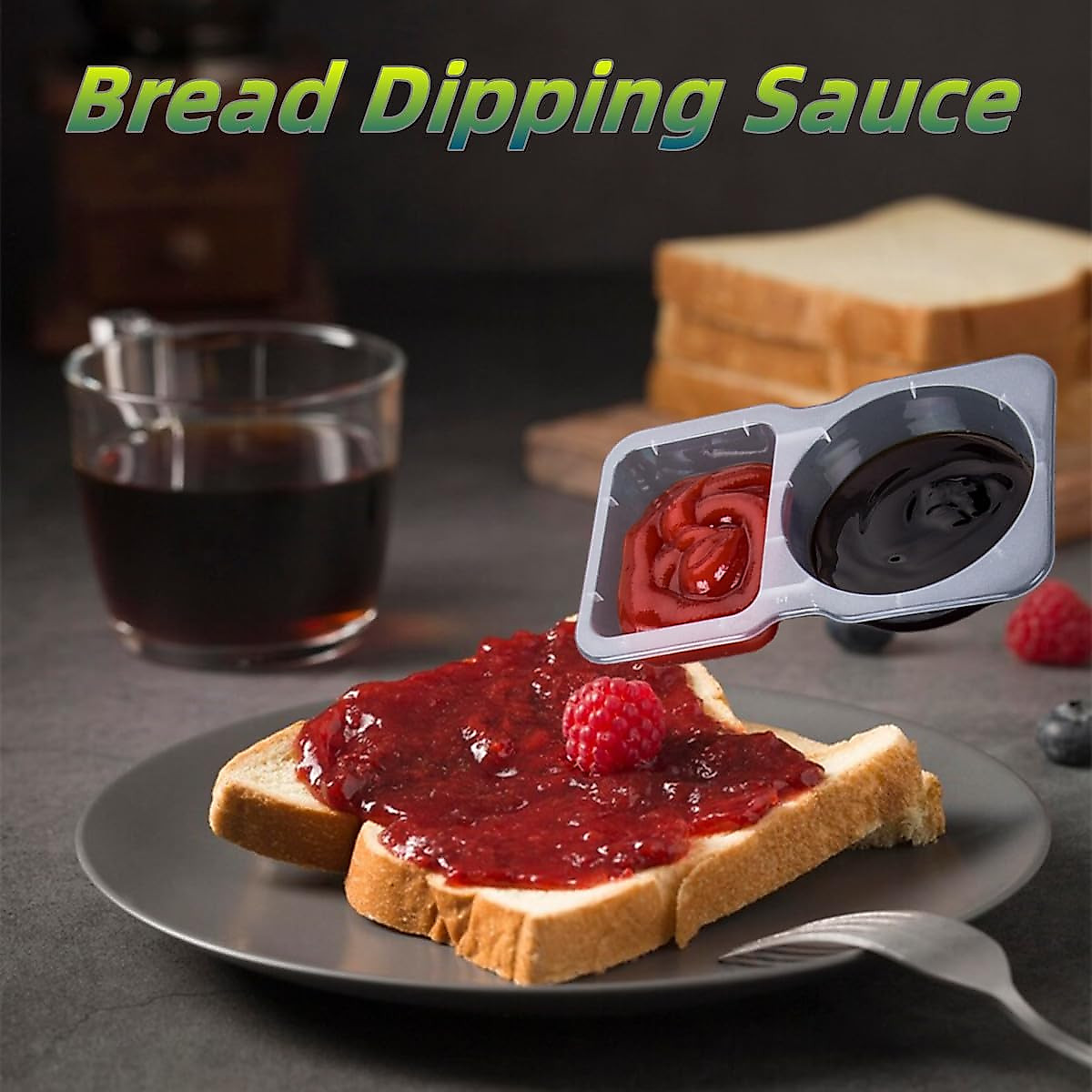 Fayino 20 PCS Double Compartment Condiment Containers with Lids, Portable Reusable Sauce Container 2 Compartment Snack Container for to-go Sauce, Sampling, Travel Snack