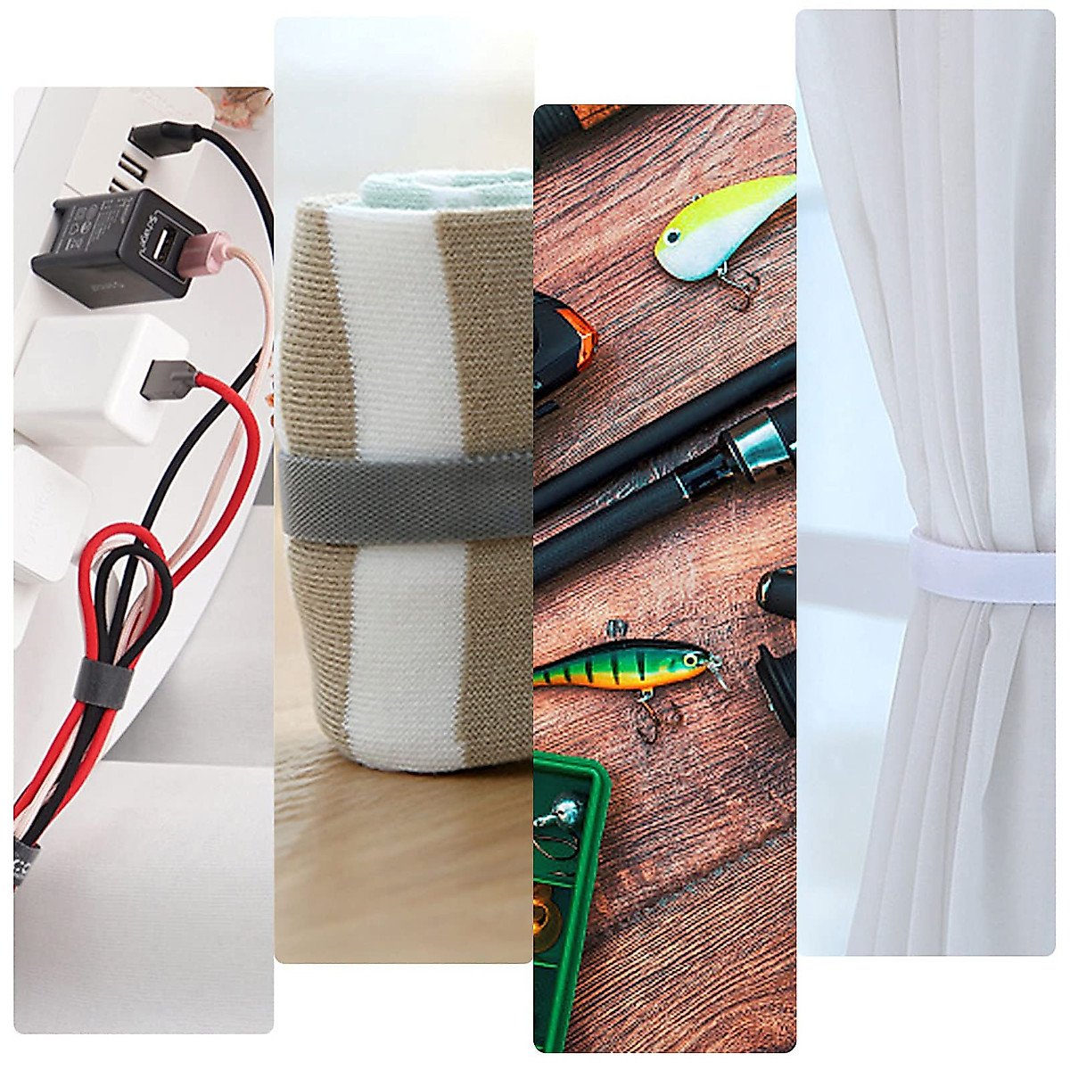 GORGECRAFT 10PCS 9.8 Inch Fishing Rod Wrap Belts Ties Strap Pole Straps Spinning Stretchy Rod Holders Magic Tap Elastic Tackle Tie Accessories for Casting Rod Fishing Rod and Fly Rod