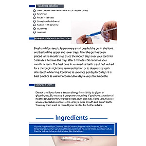 4 Syringes Remineralization Gel with 4 Custom Teeth Trays - Strengthens Teeth Enamel - Reduces Teeth Sensitivity - Remineralizes and Desensitizes Teeth - Great for After Teeth Whitening