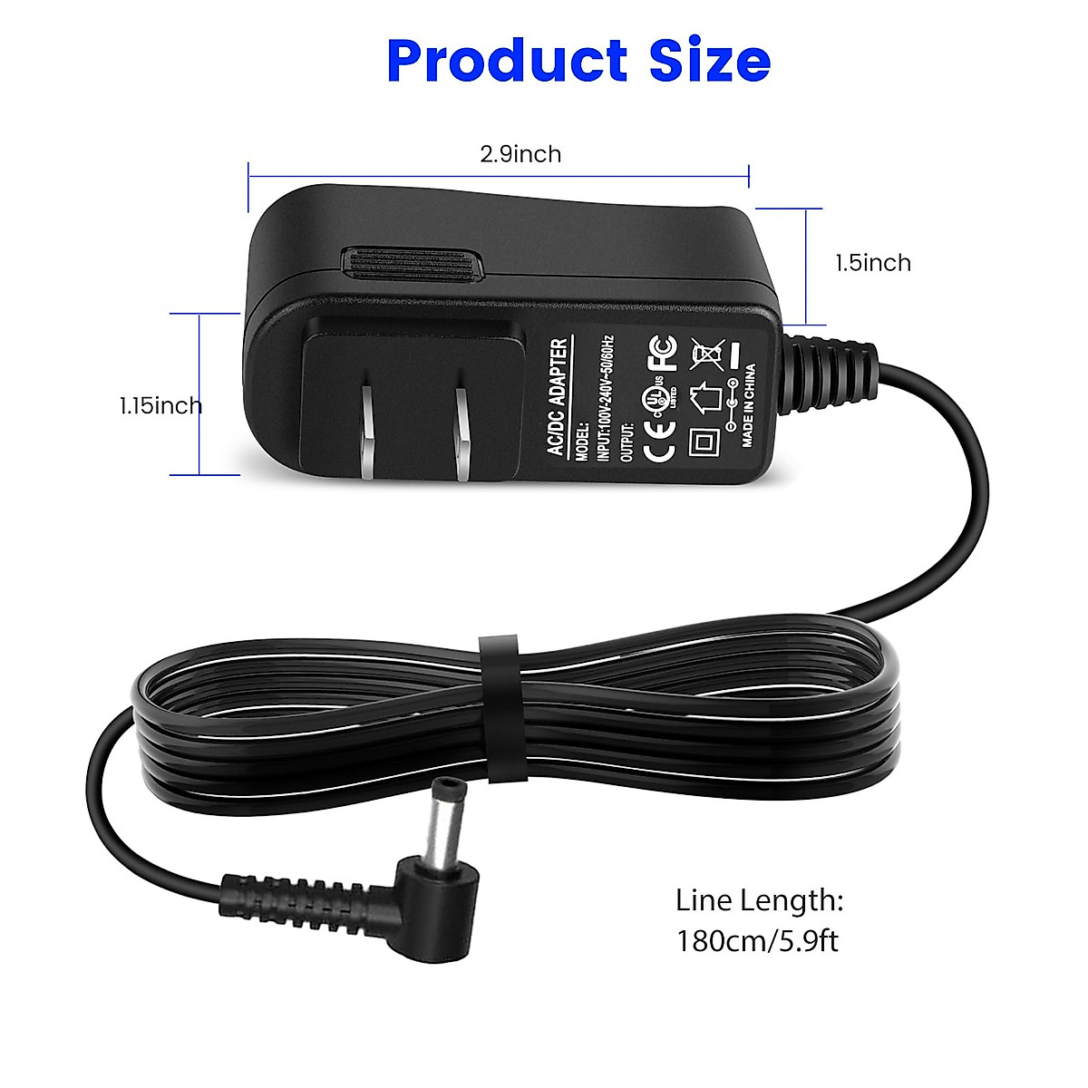 9.5V Charger for Casio Piano Keyboard SA76 SA77 SA46 CTK-2080 CTK-2550 CTK-3200 Piano Keyboard Replacement for Casio ADE95100LU Power Cord Adapter
