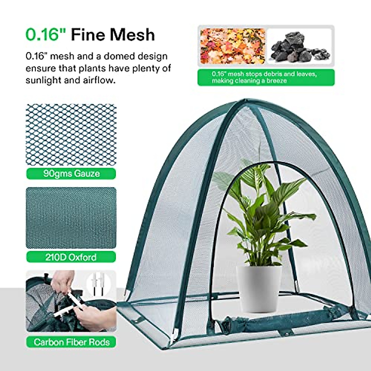VIVOSUN Garden Netting Cover, 28 x 28 x 32 Inch Pop-up Guard Cover with Zip Entry for Plants, Vegetables, Fruits, Outdoor Run and Enclosure for Small Animals, 2-Pack, Green