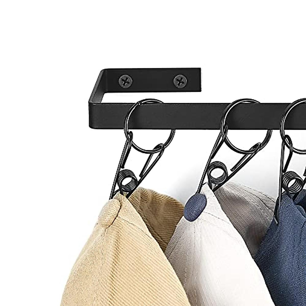 Dahey Hat Rack for Wall Baseball Hat Organizer Hanger Caps Holder with 20 Clips Metal Wall Mounted Cap Organizer for Closet Door Bedroom Entryway Laundry,Set of 2,Black