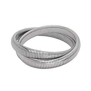JANIS BY JANIS SAVITT Double Cobra Bracelet - High Polished Rhodium with Two Flexible 1/4" Interlocking Stretch Bands MADE IN USA