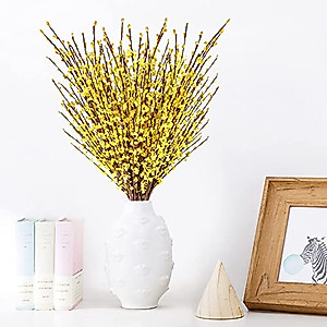 Starryle 10Pcs 29.5'' Long Artificial Flowers Stem Fake Jasmine Flower Faux Jasmines Plant for Home Bathroom Living Room Farmhouse Wedding DIY Flower Vase Decor (Yellow)