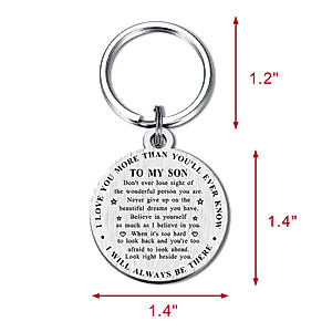 Inspirational Son Keychain - To My Son Gifts from Mom Dad - Son Graduation Gifts - Unique Gifts for Son Birthday Christmas Back to School