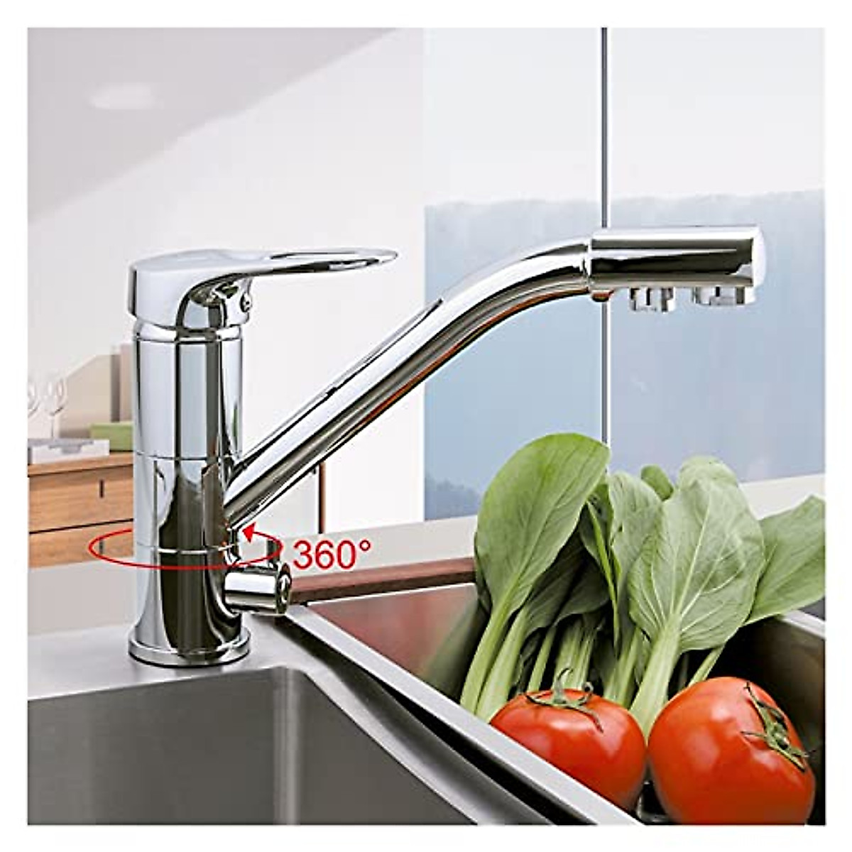 RTYUIE Kitchen Faucet Countertop Installation Faucet 360 Degree Rotation with Water Purification Function Easy Installation and Smooth Water Flow