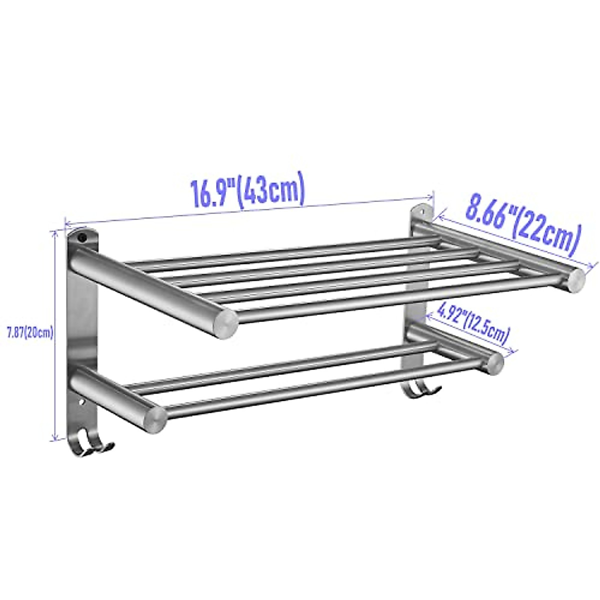 Leekayer Bathroom Towel Rack Double Layer, Brushed Nickel 40cm Stainless Steel Bathroom Towel Rack Wall Screw Installation 15.74 inches